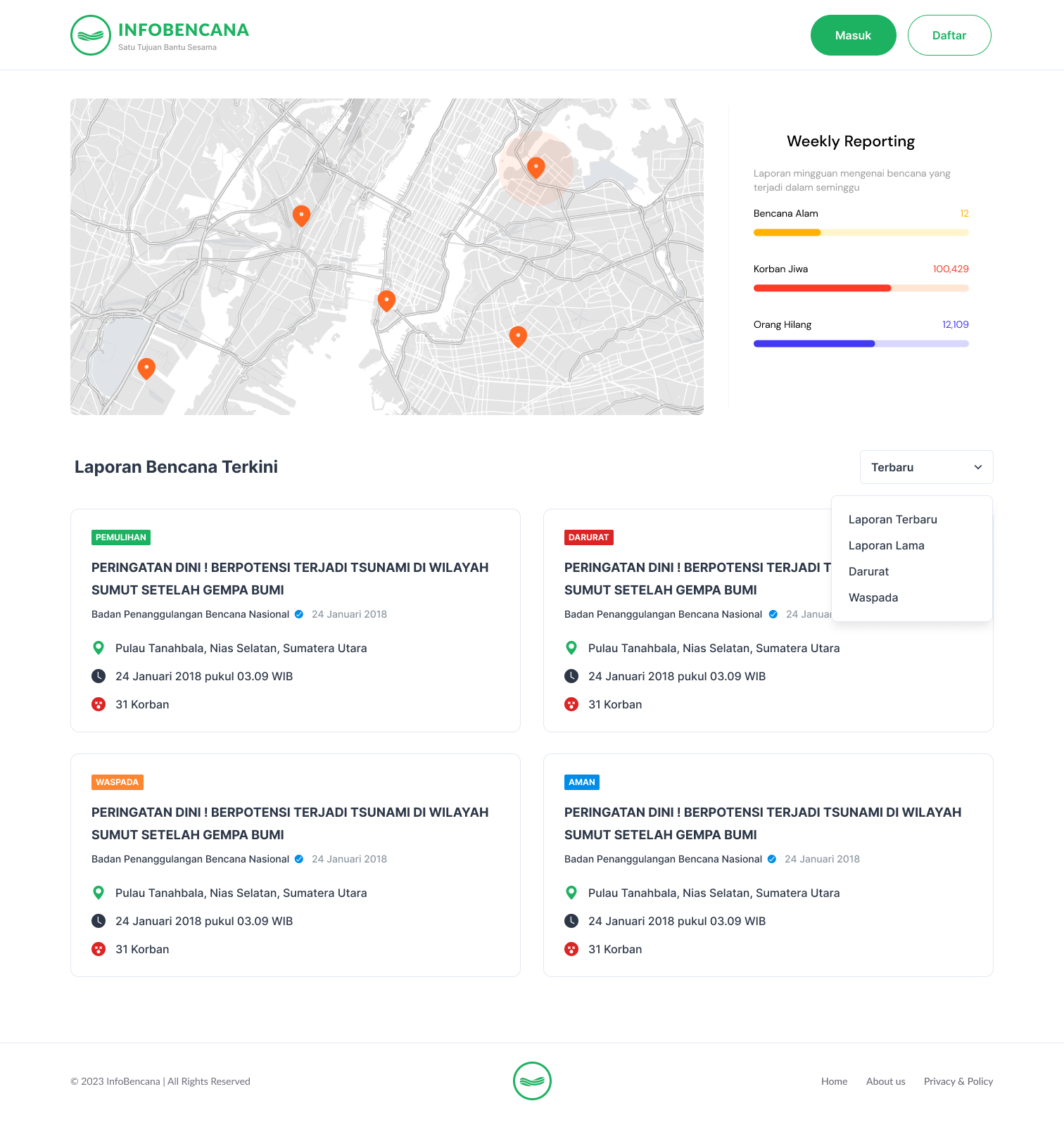 GitHub - infobencana/frontend: GIGIH 3.0 Capstone Project - SDG 11 Natural Disaster