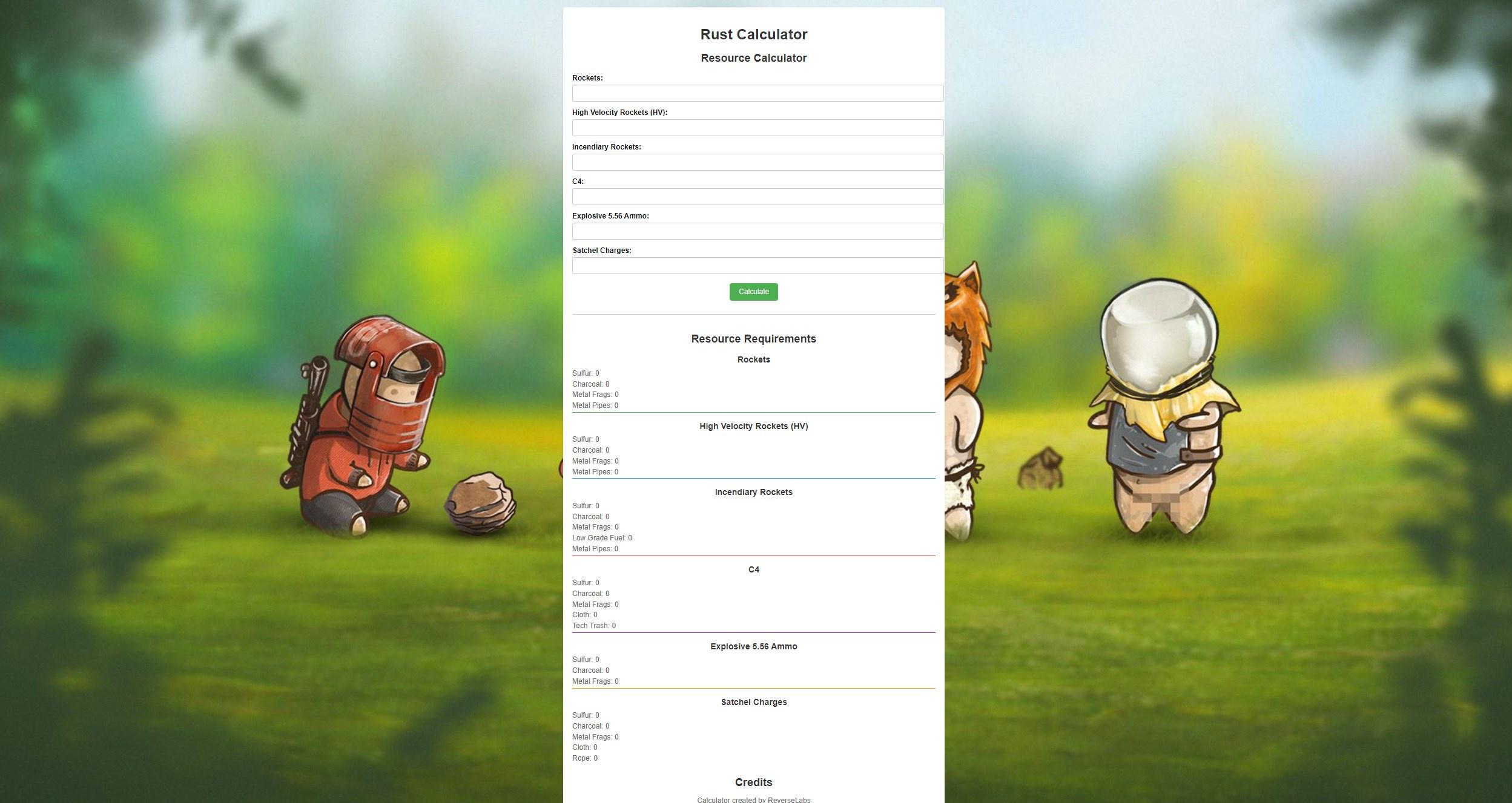 GitHub - FaxHack/rust-item-calculator: A web calculator for Rust game items. Easily calculate ...