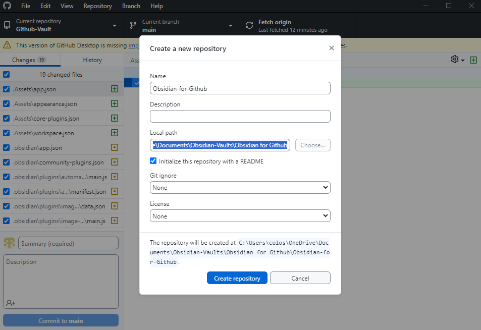 Vault/Tutorial Synchronization Obsidian And GitHub.md at main · RomainTranchant/Vault · GitHub