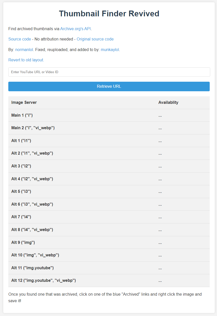 GitHub - munkaylol/thumbnail-finder-revived: Find deleted YouTube video thumbnails via Archive ...