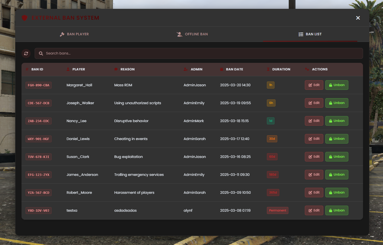 GitHub - kyleabruzzo/external_bansystem: Fivem Advanced Ban System GitHub - kyleabruzzo/external_bansystem: Fivem Advanced Ban System