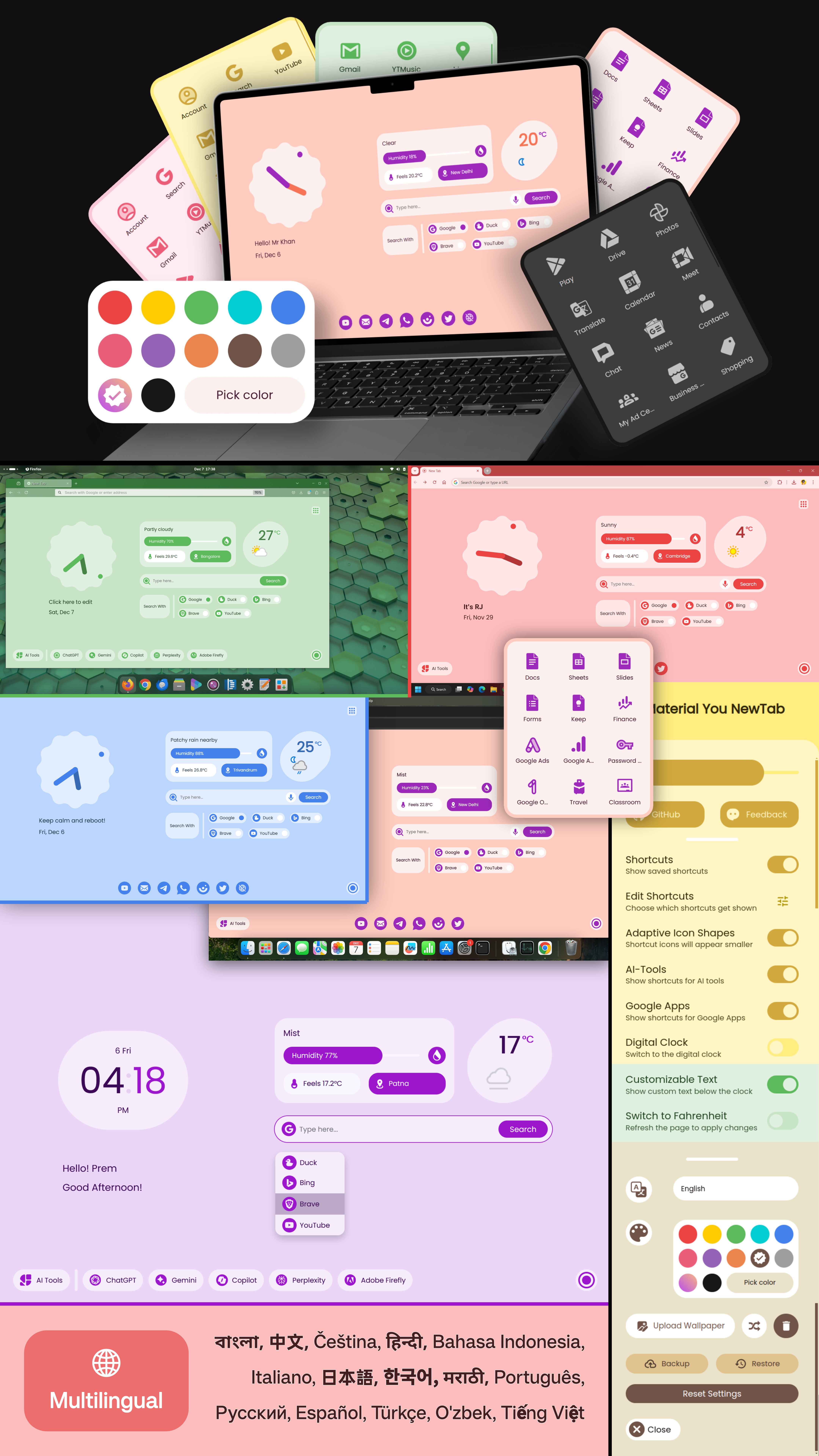 GitHub - Hemkumar247/MaterialYou-NewTab: A Simple New Tab ( browsers's home page ) inspired with ...