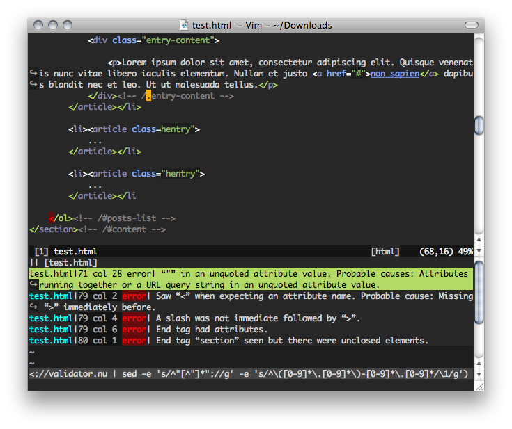 GitHub - sorin-ionescu/vim-htmlvalidator: This is a Vim HTML compiler for validating against ...