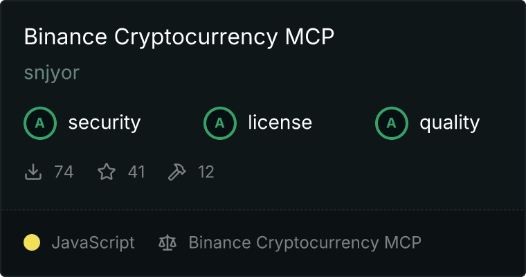 GitHub - snjyor/binance-mcp: Binance Cryptocurrency MCP