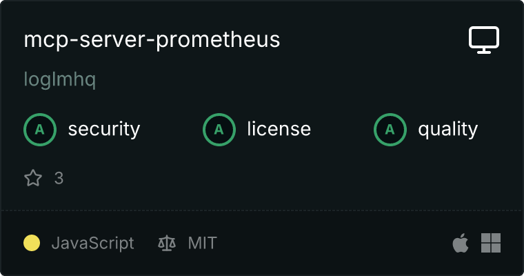 GitHub - loglmhq/mcp-server-prometheus: MCP server for interacting with Prometheus