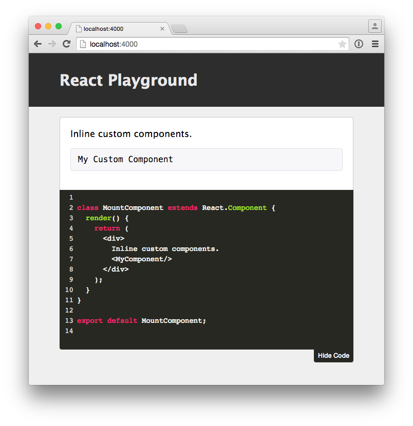 GitHub - joemcbride/react-playground: A React playground component using CodeMirror