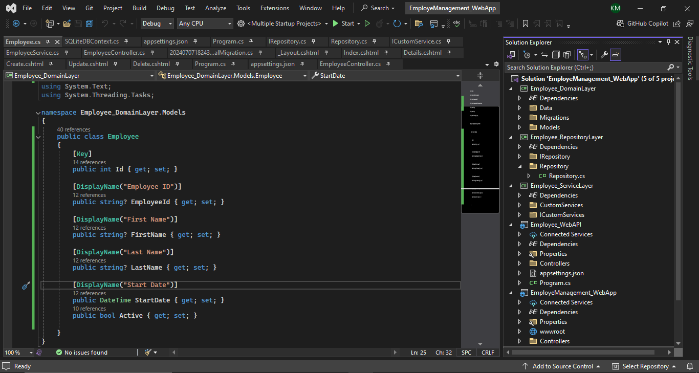 GitHub - KabeloDev/Employee-management-app: ASP.NET Web MVC, API and Onion architecture