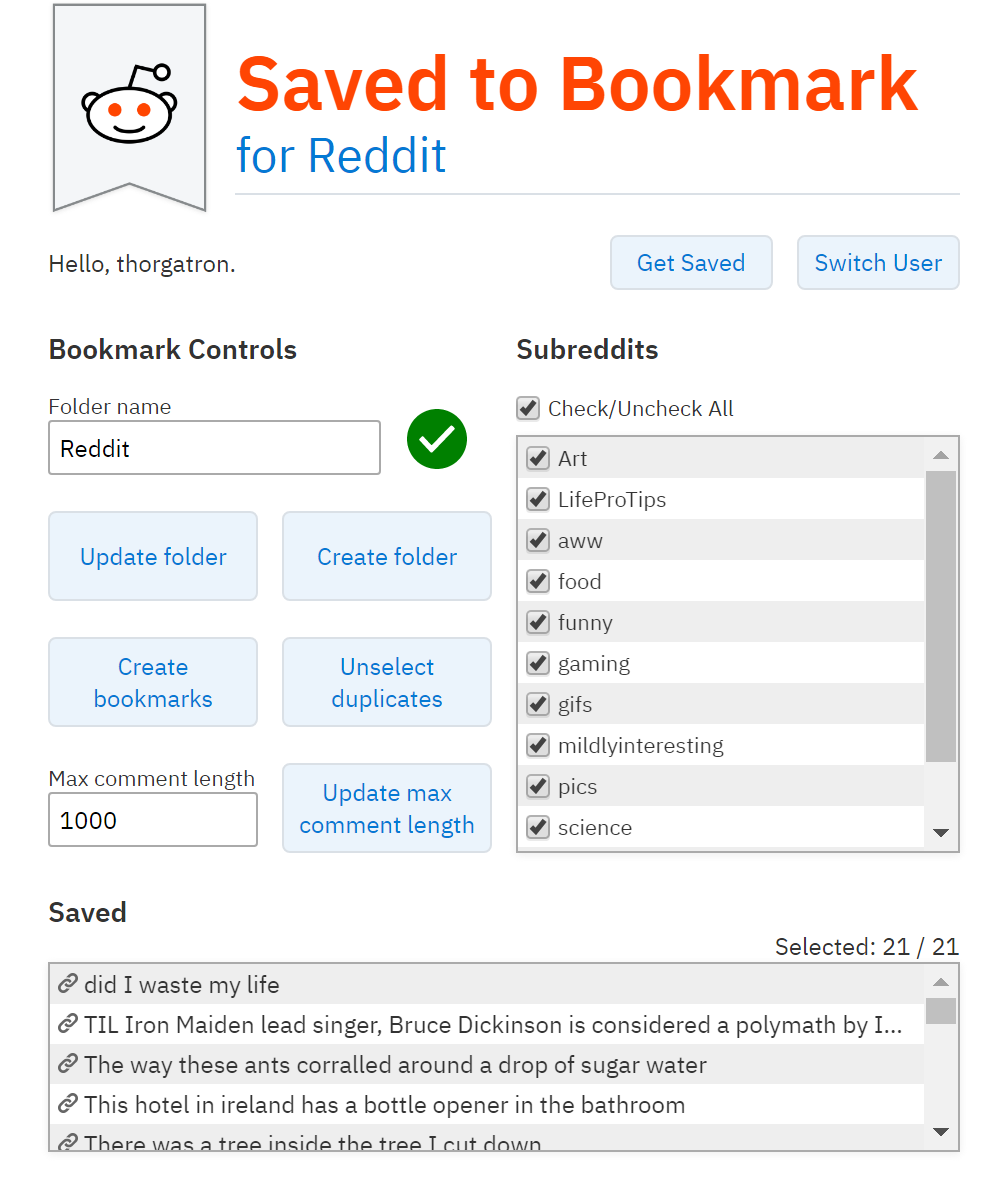 GitHub - chrisjagoda/saved-to-bookmark-for-reddit: A browser extension ...