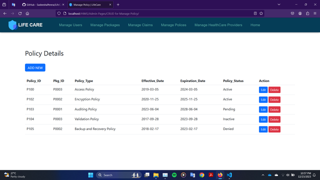 GitHub - SadeeshaPerera/LifeCare--Health-Insurance-Management-System ...