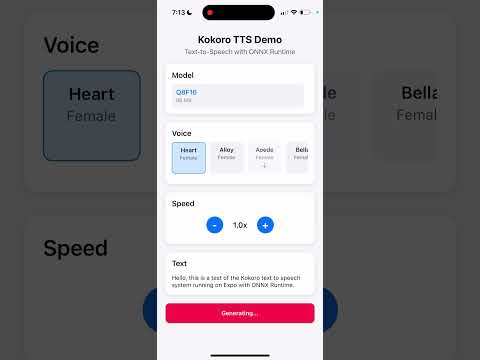 GitHub - isaiahbjork/expo-kokoro-onnx: Run Kokoro TTS locally on device using Expo & ONNX Runtime