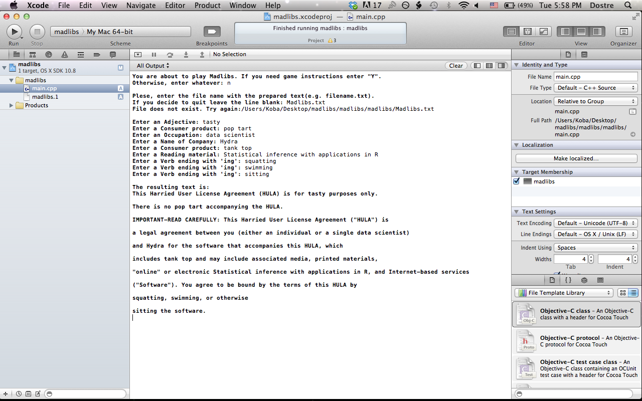 GitHub - KobaKhit/Madlibs: Game of Madlibs in C++