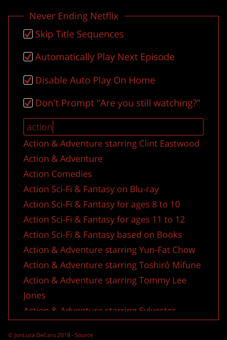 GitHub - jonluca/Never-Ending-Netflix: 📺Chrome extension that skips ...