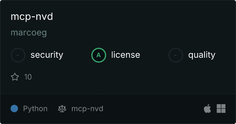GitHub - marcoeg/mcp-nvd: An MCP server to query the NIST National Vulnerability Database (NVD)