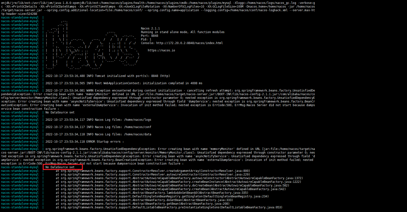 [nacos Docker Compose]load Jdbc Properties Error · Issue 9337