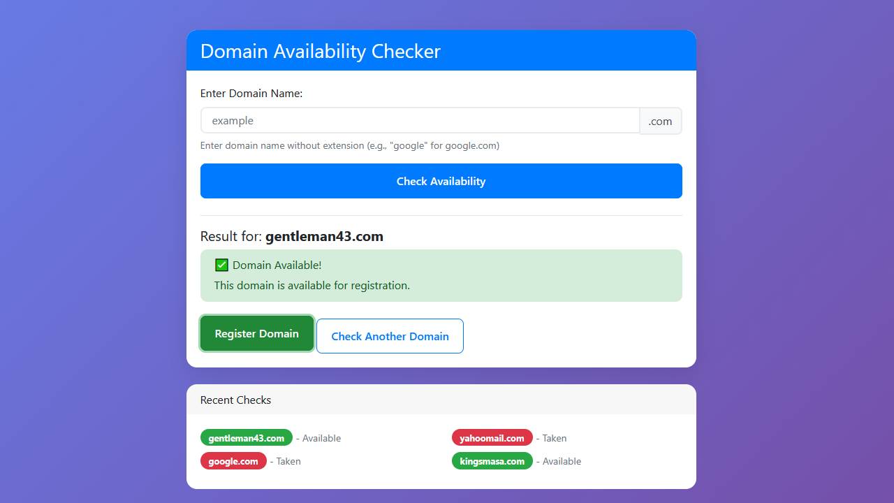 GitHub - Cooldavid02/domain-checker: Domain Availability Checker