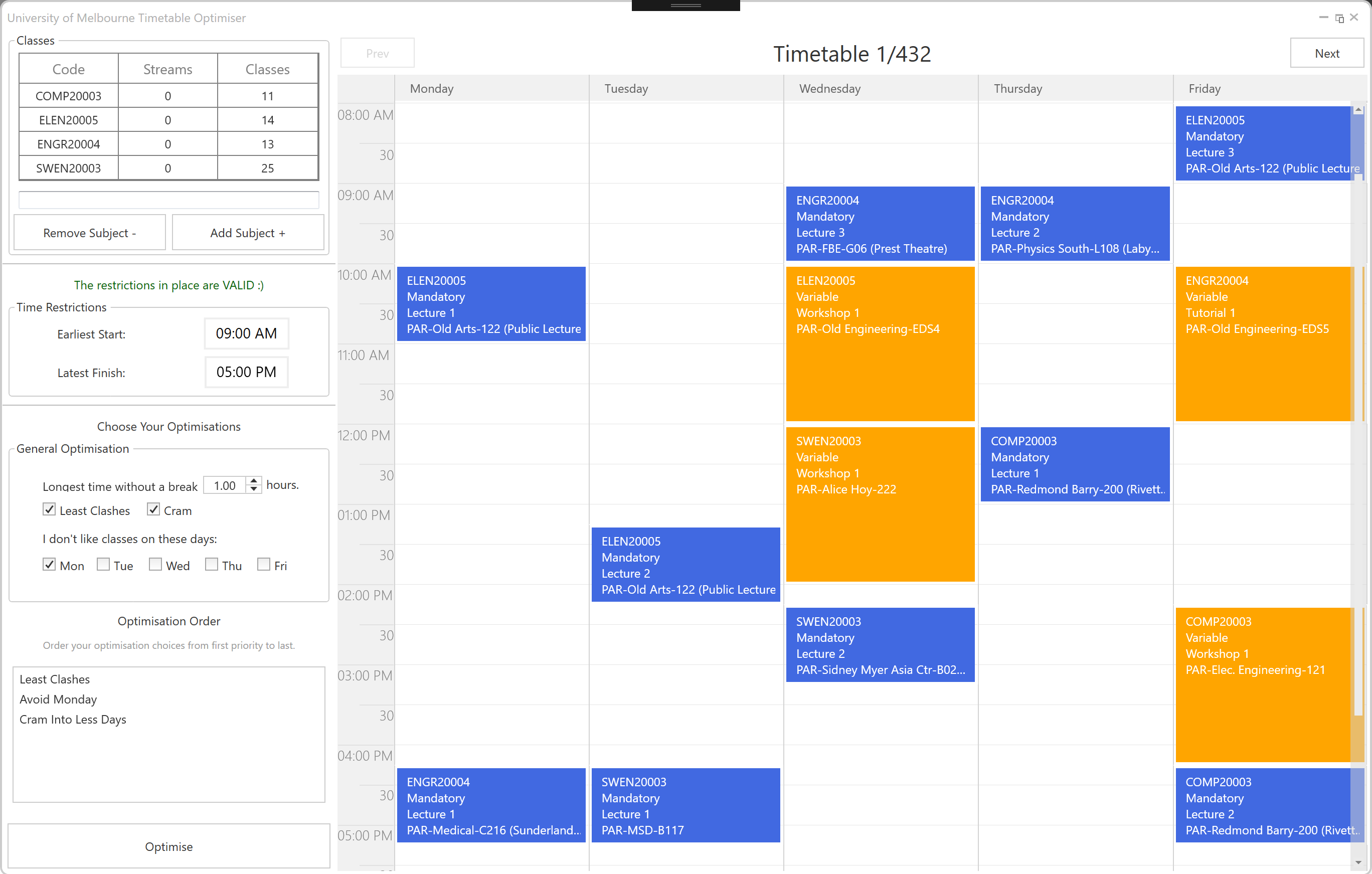 GitHub - gamma032steam/UniMelb-Timetable-Optimiser: Sift through potentially billions of ...
