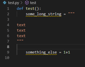 Code folding wrong on triple double quote string with unindented lines ...
