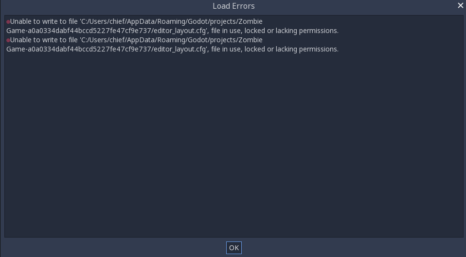Unable to write to file xxxx file in use, locked or lacking permissions (Windows 10) · Issue ...