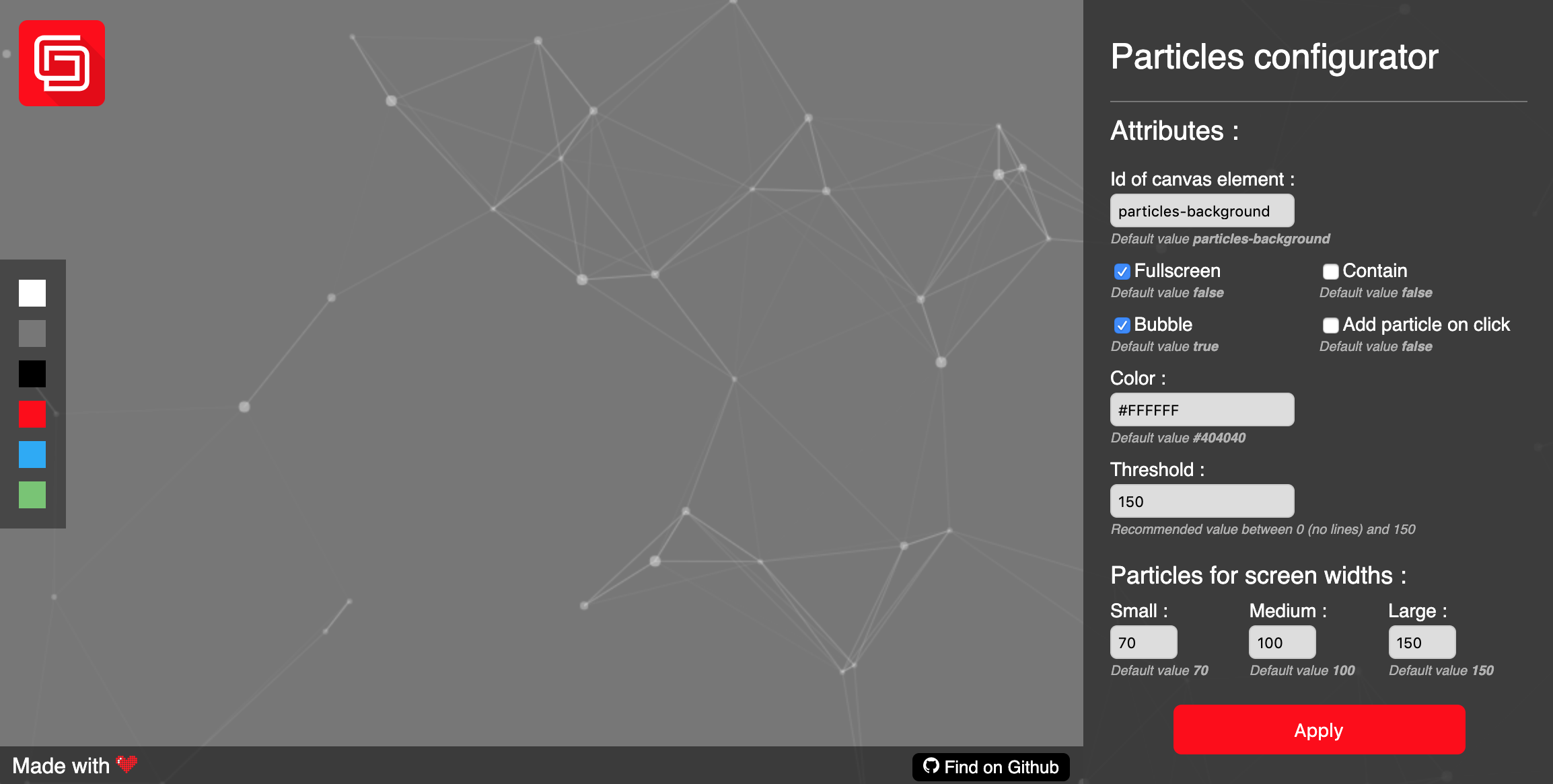 GitHub - GregoryDorrifourt/particles: Interactive particles background