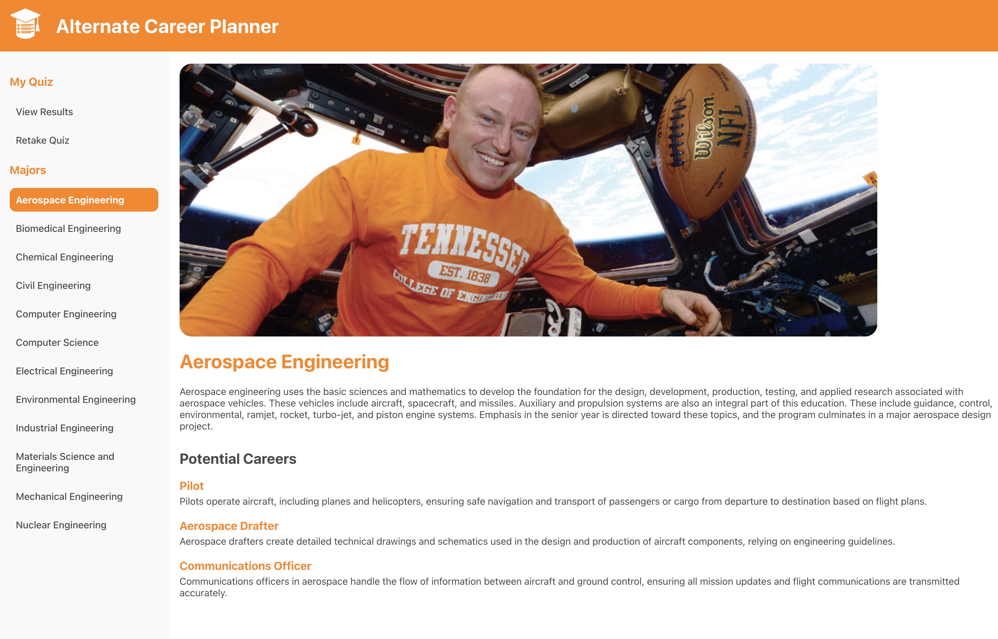 GitHub - ryandperry/Alternate-Career-Planner: Explore Engineering Majors at UTK