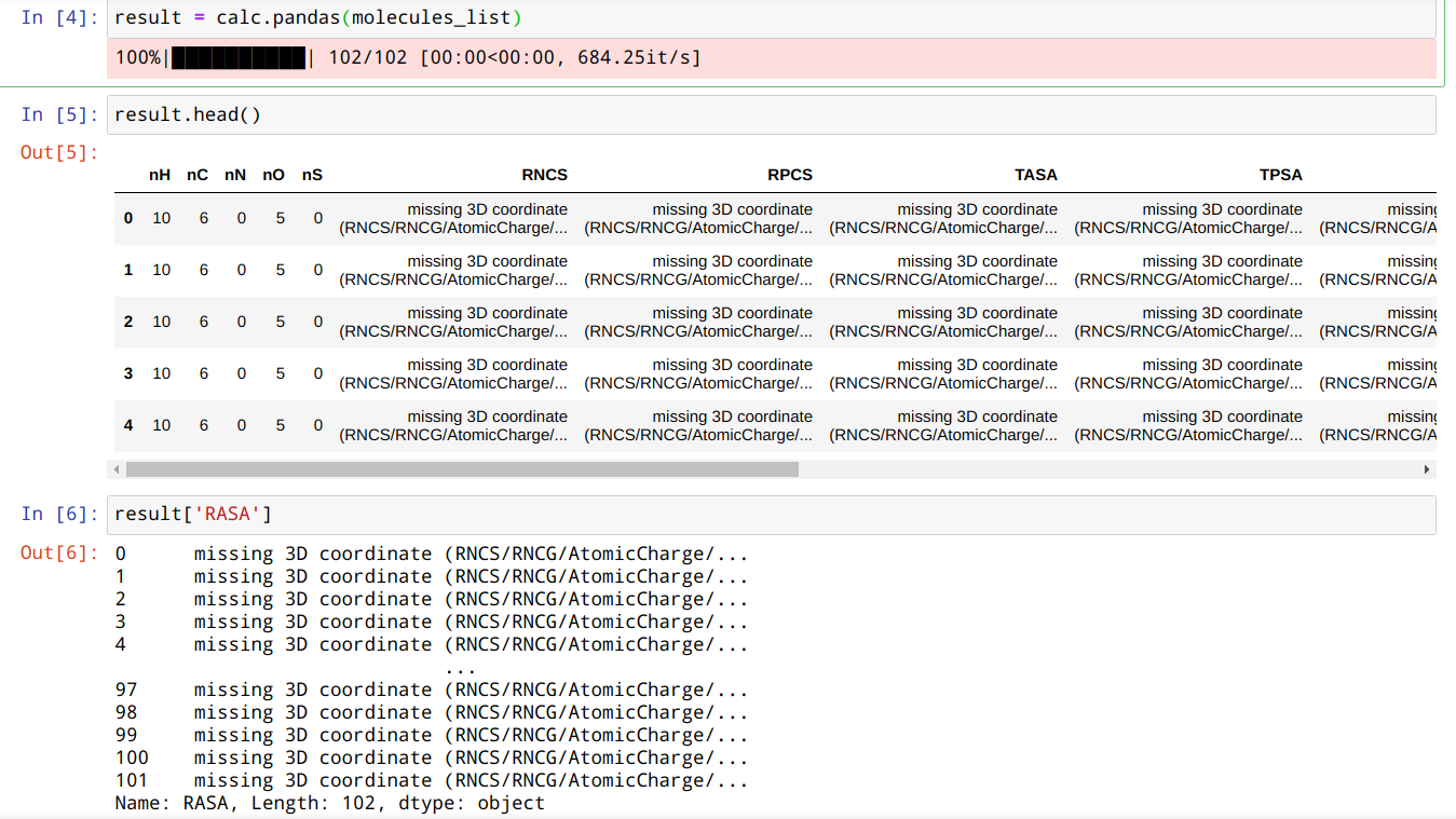Error while calculating 3D descriptors: missing 3D coordinate (RNCS/RNCG/AtomicCharge/Propc ...