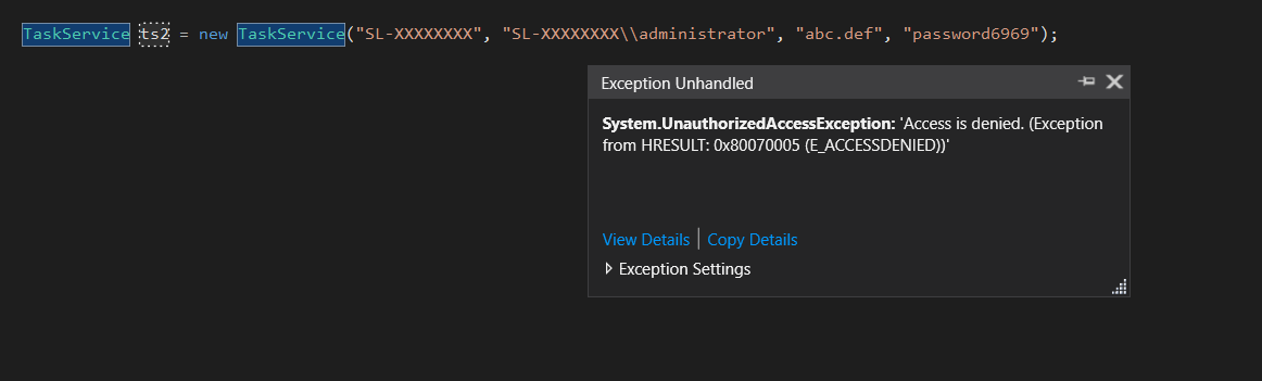 always this exception The user name or password is incorrect TaskService · Issue #823 · dahall ...