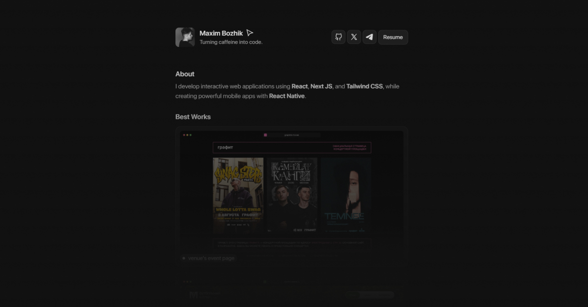 GitHub - bozzhik/portfolio: developer portfolio created using NEXT.js and Static Storage ...