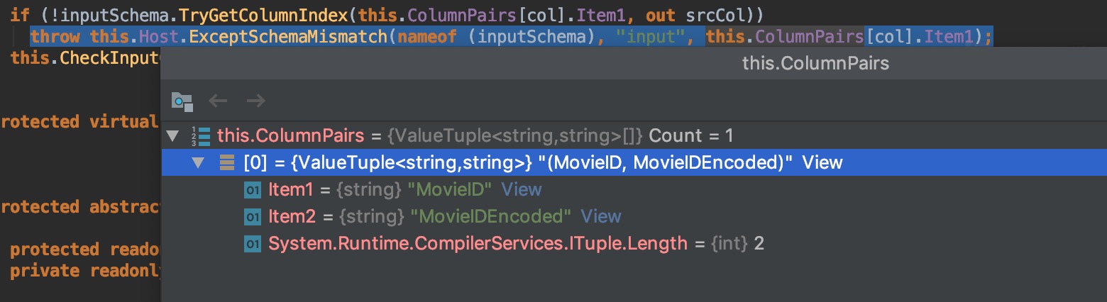Could not find input column 'MovieID' · Issue #1968 · dotnet/machinelearning · GitHub